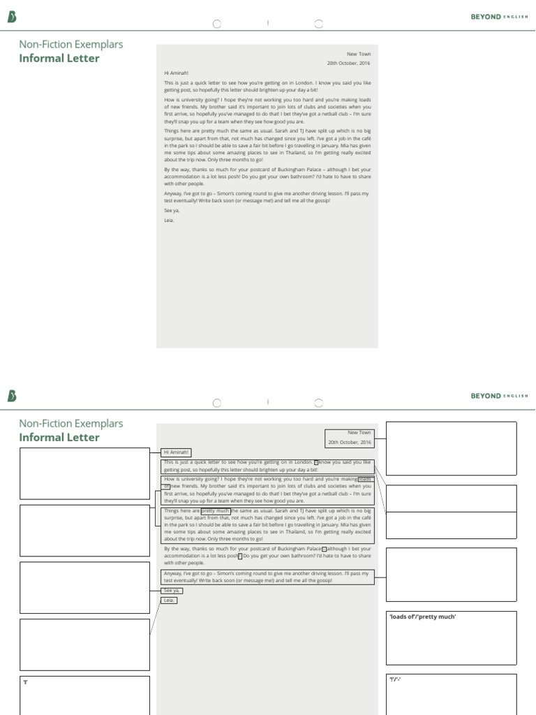 Informal Letter Exemplar Annotated-Editable | PDF | Typography | Punctuation