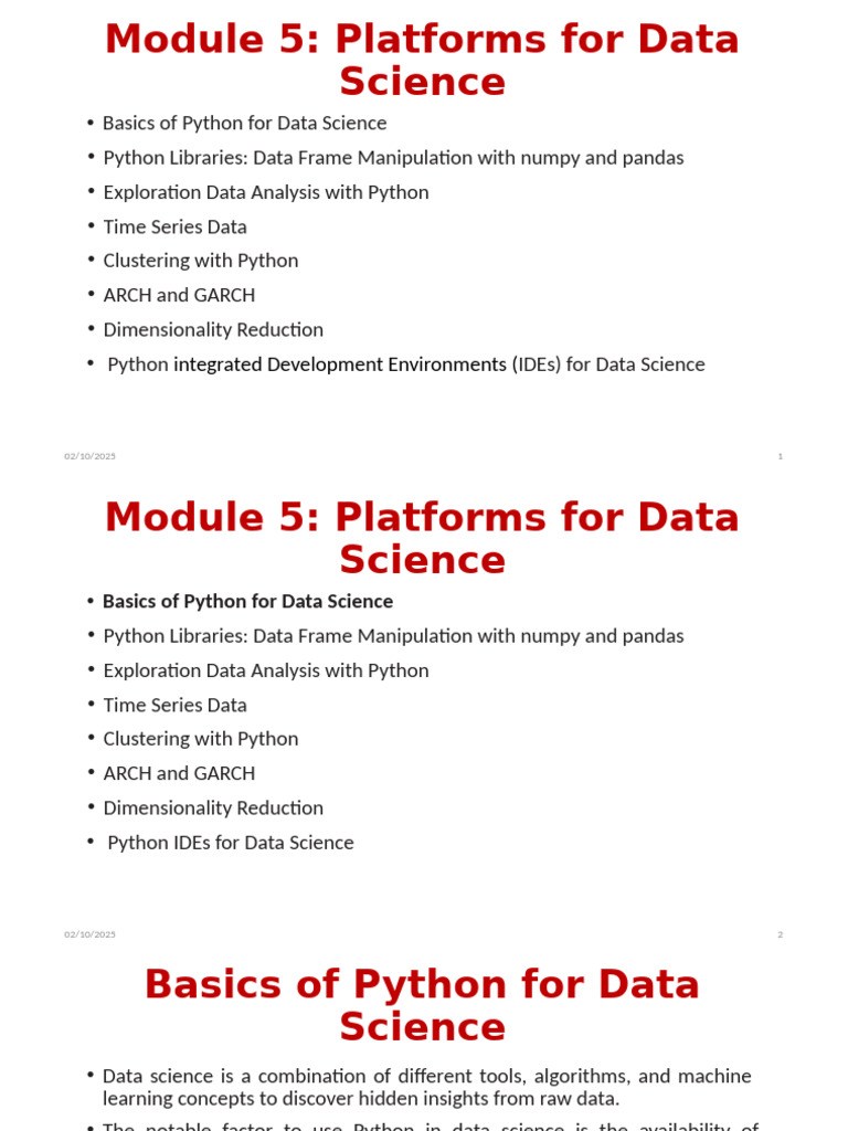 FALLSEM2025 26 VL BCSE206L 00100 TH 2025-09-16 Module 5 Platforms For Data Science | PDF ...