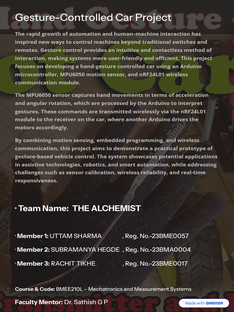 Gesture-Controlled Car Prototype | PDF | Arduino | Transmitter