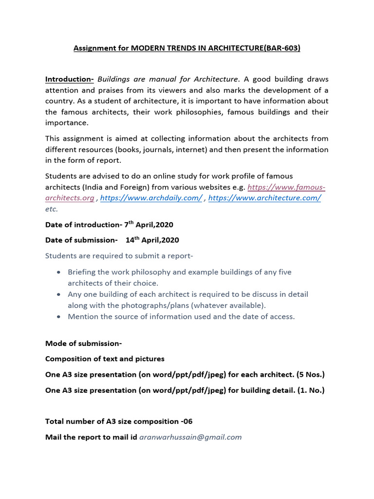 Modern Architecture Assignment Guide | PDF