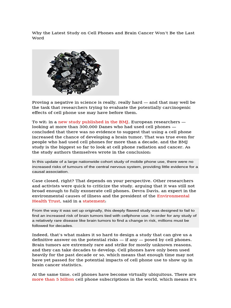 Cell Phones and Brain Cancer Study Insights | PDF | Cancer | Brain Tumor