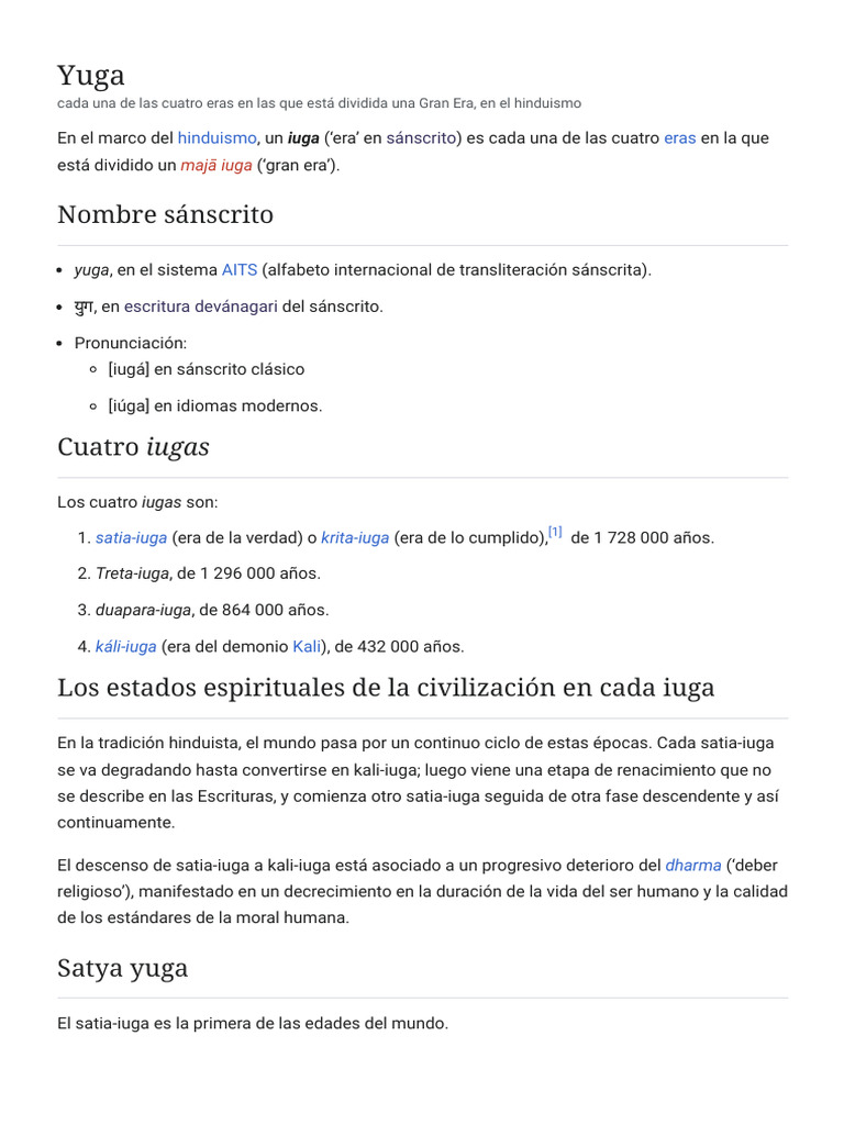 Yuga - Períodos - Wikipedia, La Enciclopedia Libre | PDF