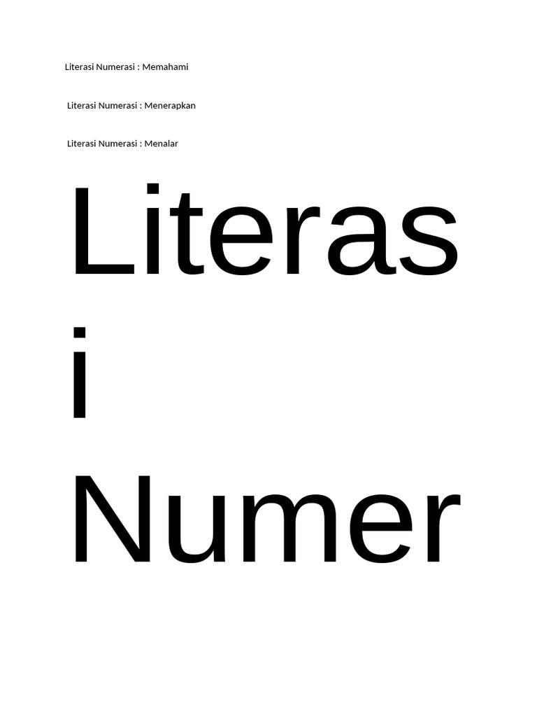 Pengenalan Literasi Numerasi Dasar | PDF