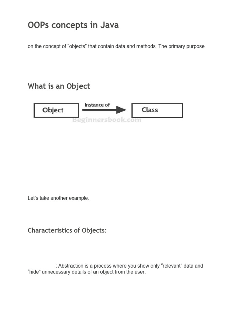OOPs Concepts in Java | PDF | Object Oriented Programming | Class ...