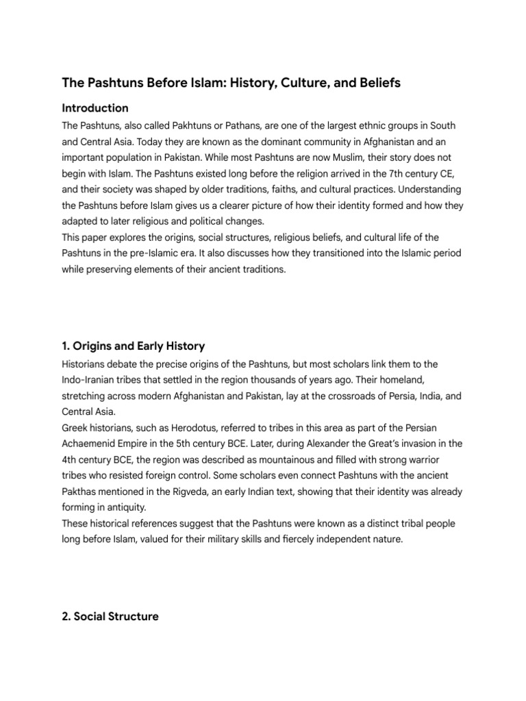 The Pashtuns Before Islam - History, Culture, and Beliefs | PDF | Pashtuns | Achaemenid Empire
