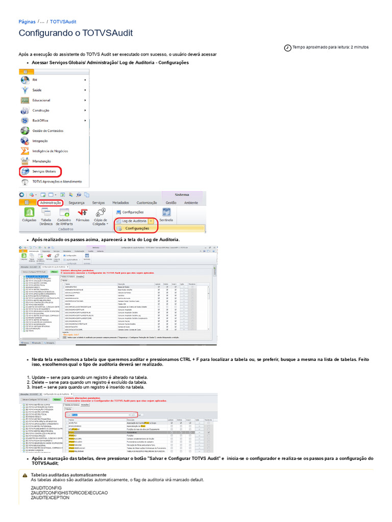 Configurando o TOTVSAudit - Linha RM - TDN | PDF | Gestão de dados | Gestão de Tecnologia da ...