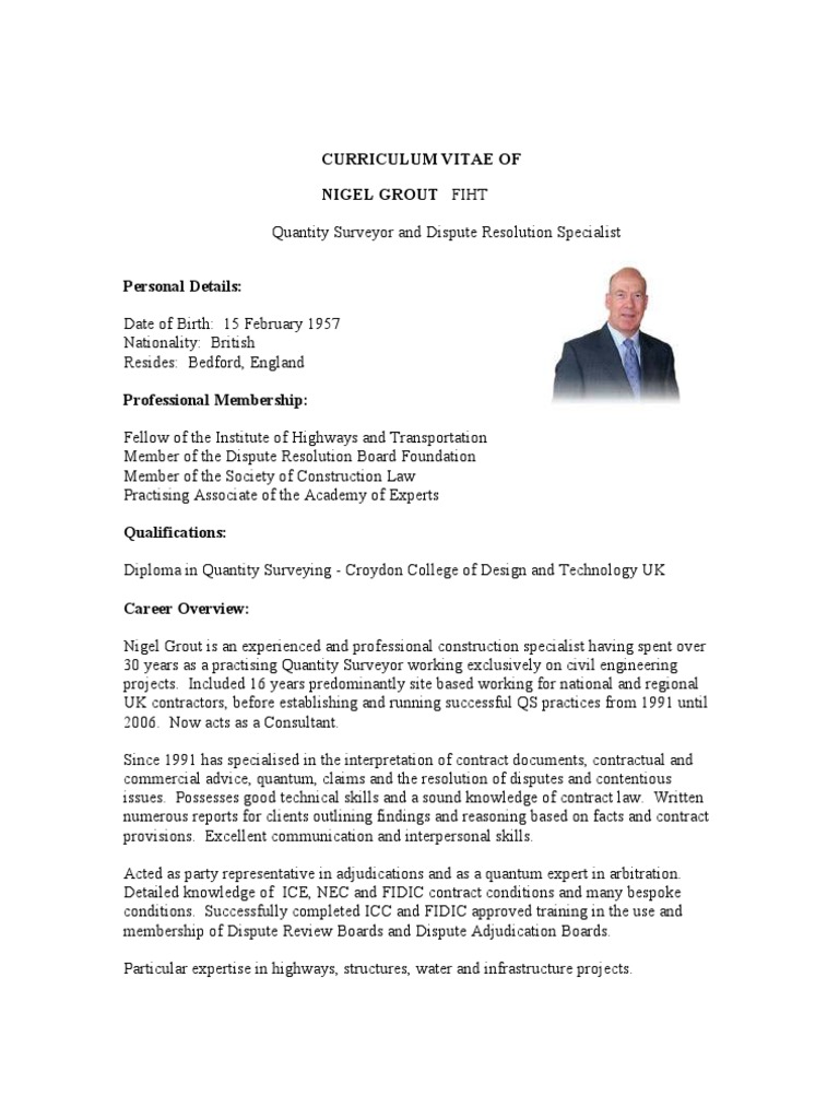 Microsoft Word - Nigel Grout Brief Resume | PDF | Civil Engineering ...