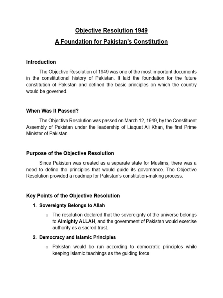 Objectives Resolution 1949 | PDF | Pakistan | Government