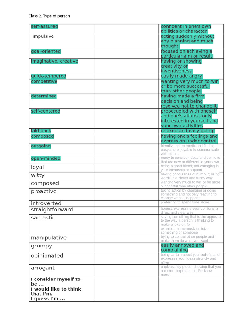 Vocabulary | PDF | Psychology | Psychological Concepts