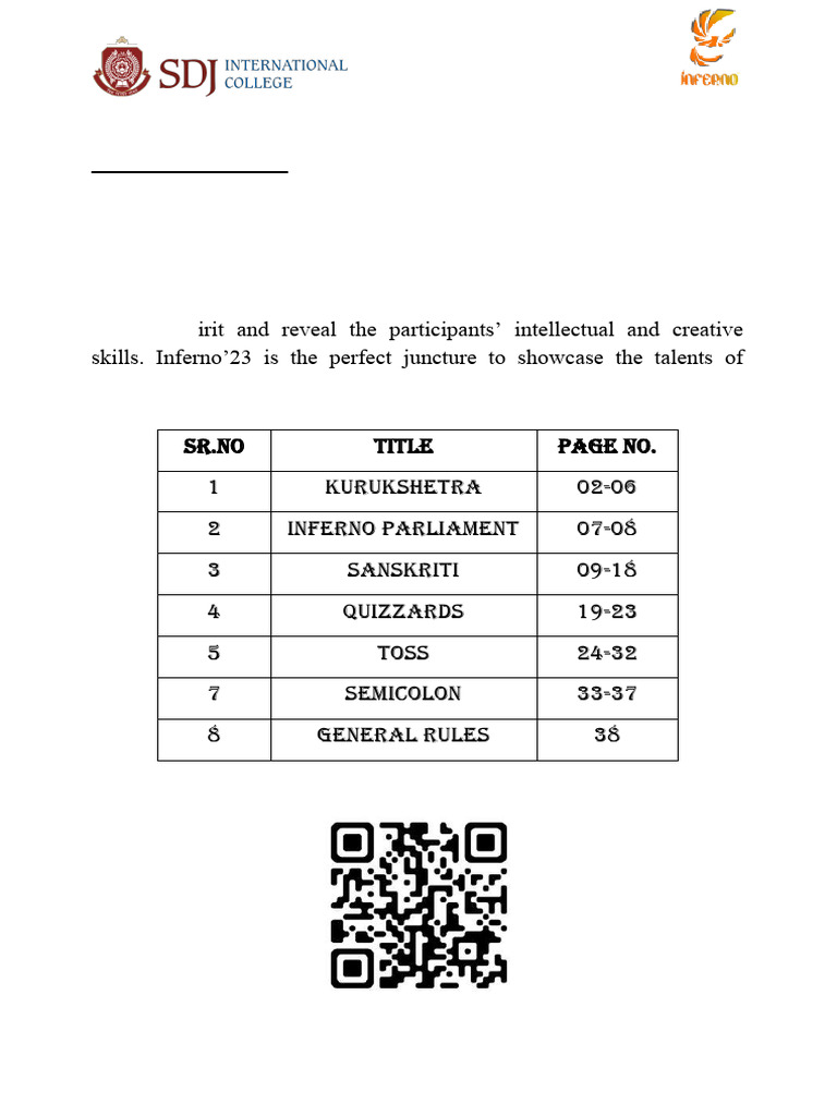 Final Event Brochure Inferno'23 - SDJIC | PDF | Singing | Auction