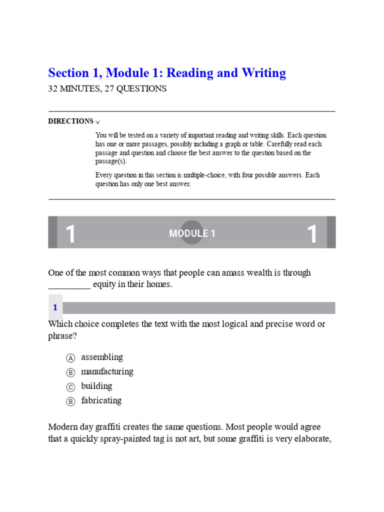 Diagnostic Reading Test Barrons Module 1 | PDF | The Jungle
