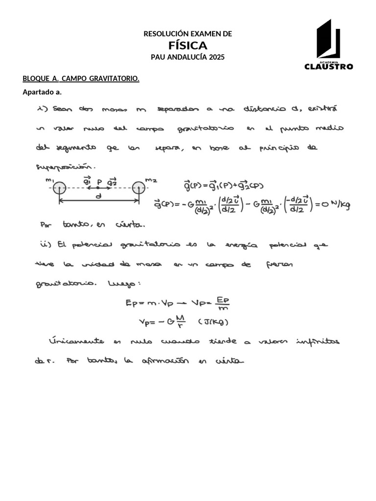 Fisica Solucion Pau Andalucia Junio 2025 PDF | PDF | Física teórica