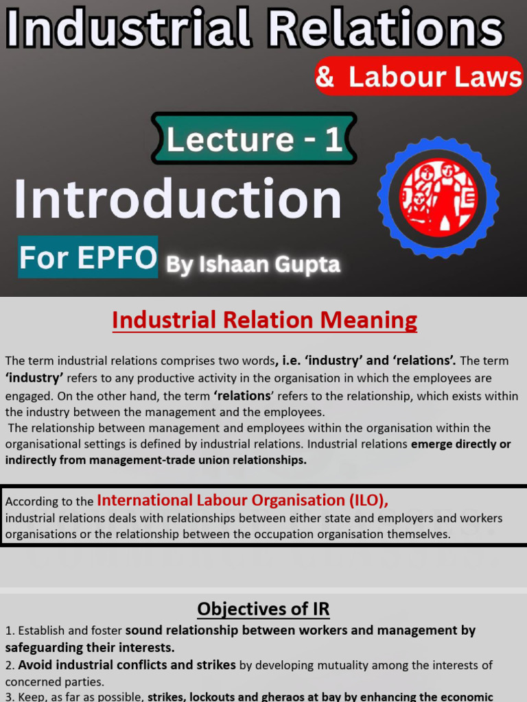 Industrial Relations & Labour Laws Upto Lec. 6 | PDF | Employment ...