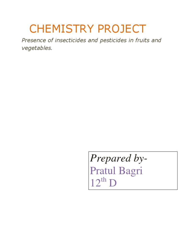 Chemistry Project Prepared By Pdf Pesticide Insecticide