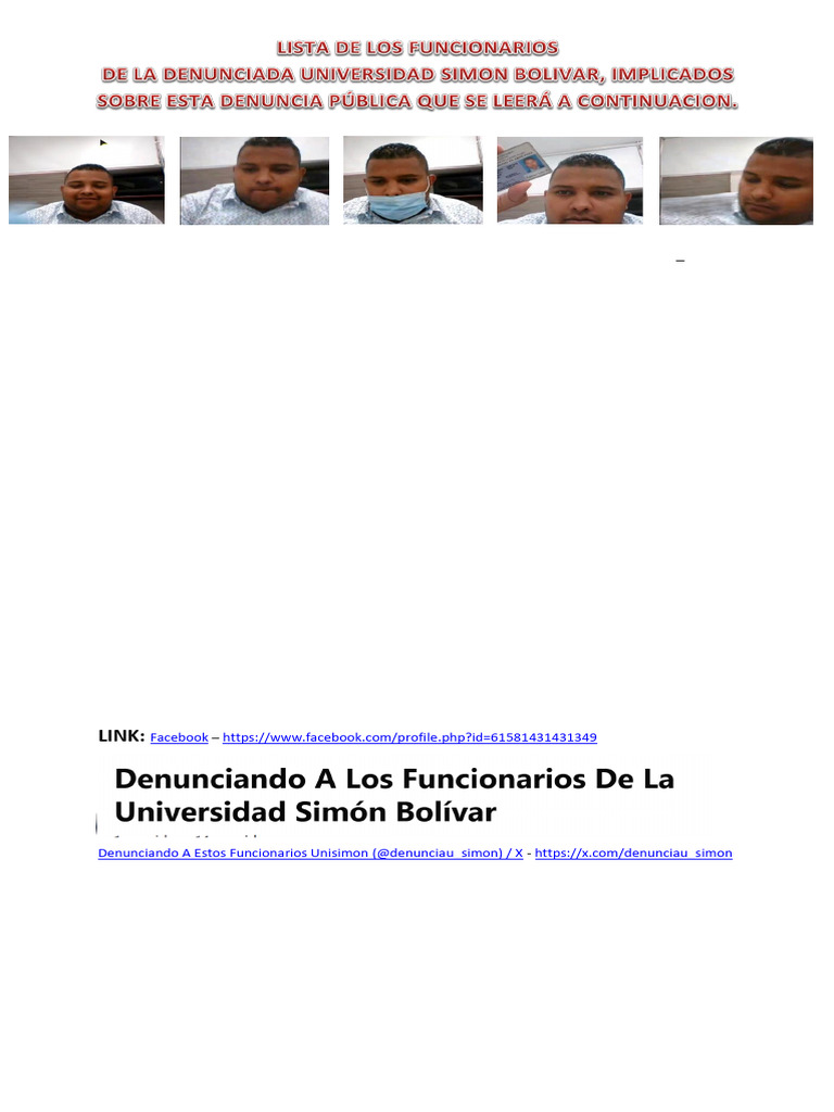 Denuncia Funcionarios Universidad Simon Bolivar - Alexis Messino ...
