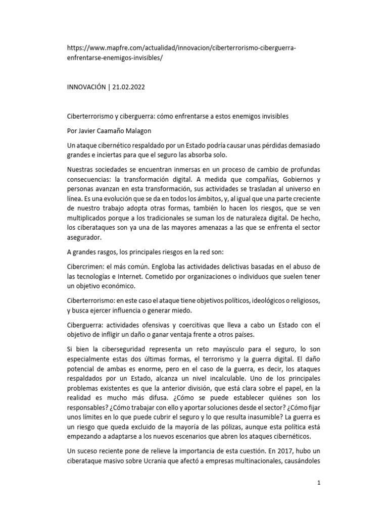 3) Ciberataque y Ciberseguridad | PDF | Seguro | La seguridad informática