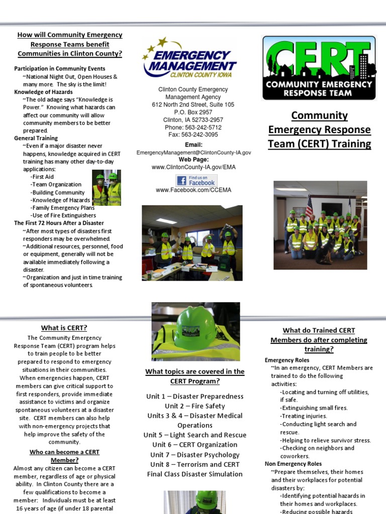 CERT Brochure | Emergency | Emergency Management