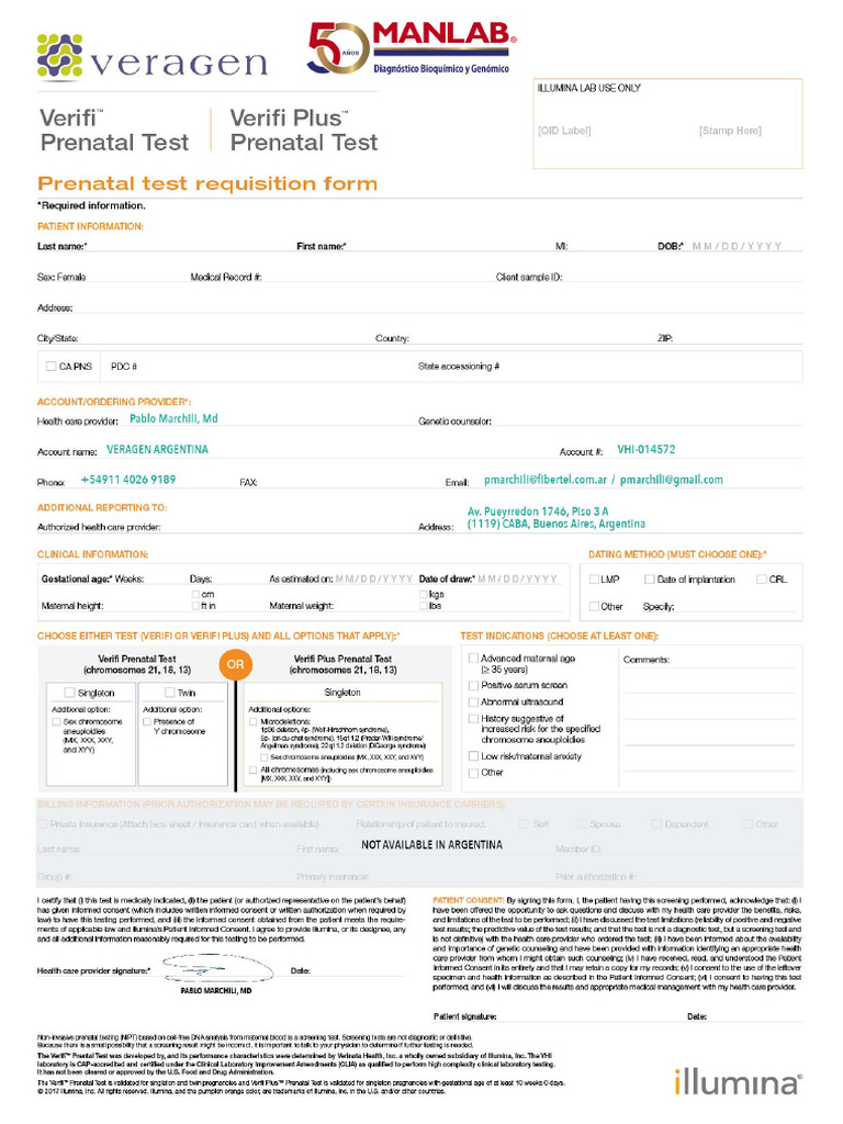 Veragen Verifi-Manlab TRF Form | PDF