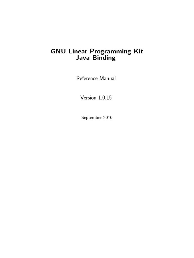 GNU Linear Programming Kit Java Binding: Reference Manual | Download Free PDF | Library ...