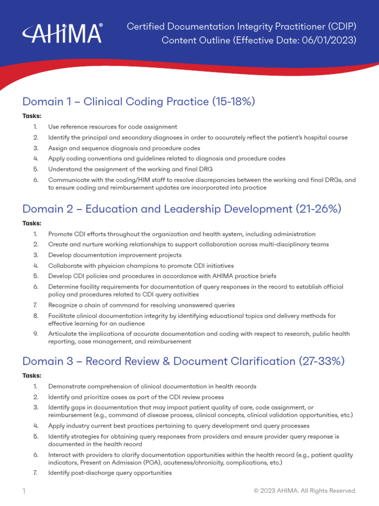 Cdip Contentoutline 2023 Fin-1 | PDF | Regulatory Compliance | Medical ...