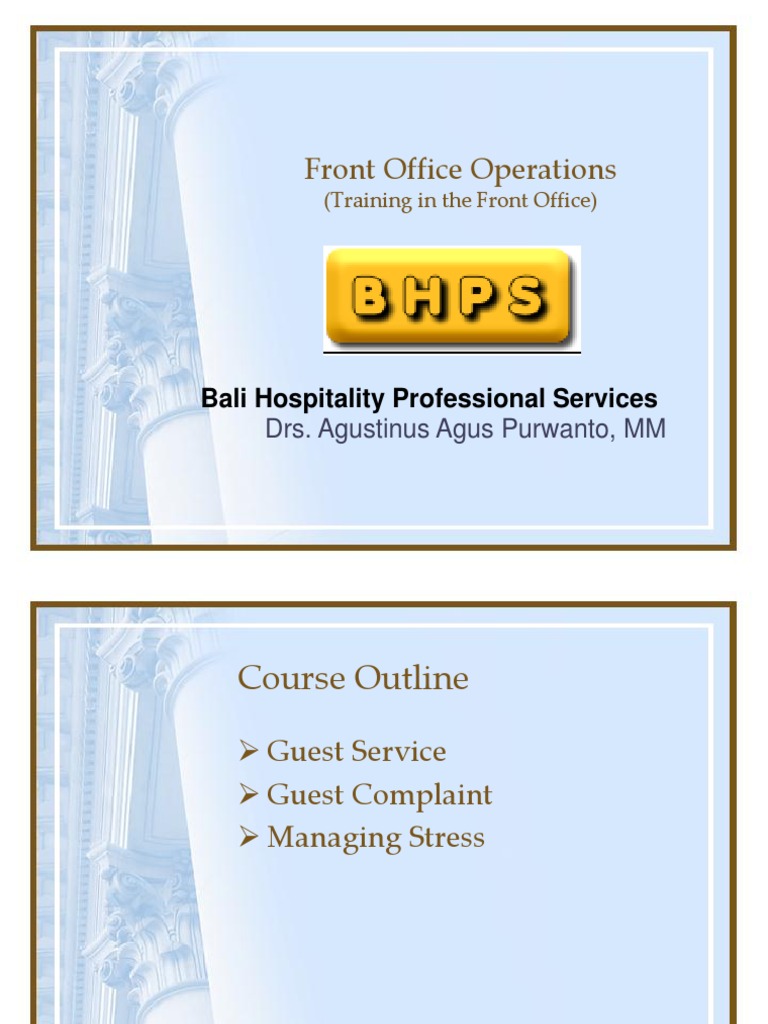 Front Office Operations Training Guide | PDF | Etiquette | Employment