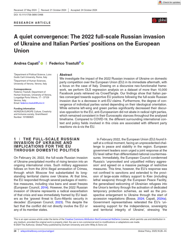 Global Policy - 2024 - Capati - A Quiet Convergence The 2022 Full Scale ...