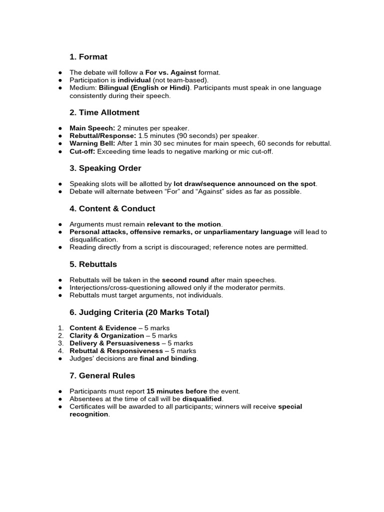 Rules For NEP Debate | PDF