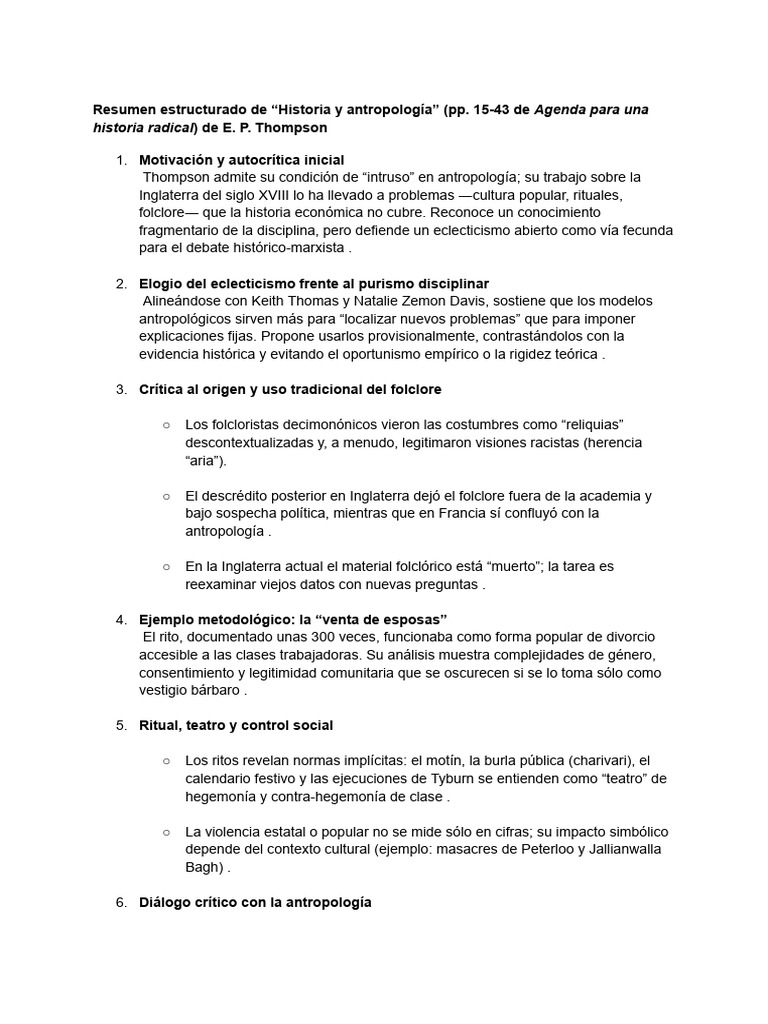Edward P. Thompson - Agenda para Una Historia Radical-Critica (Grijalbo ...