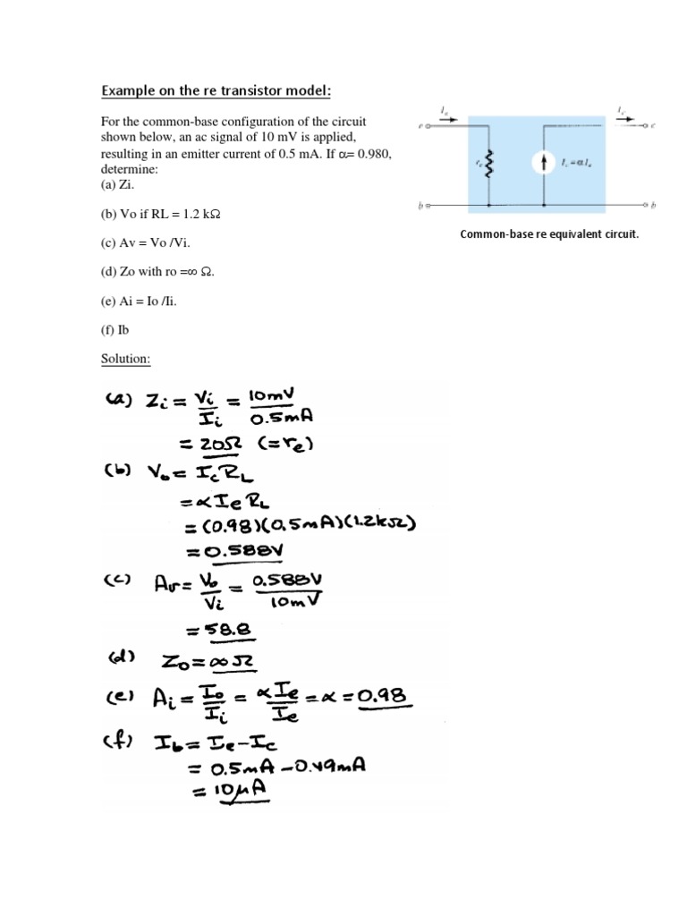 Common-Base Transistor Model Analysis | PDF