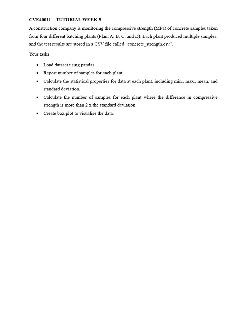 CVE40011 - Tutorial Week 5 | PDF