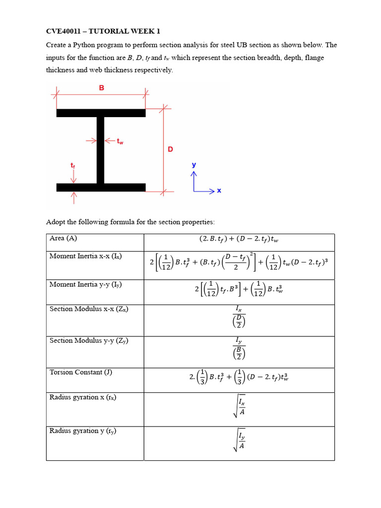 CVE40011 - Tutorial Week 1 | PDF