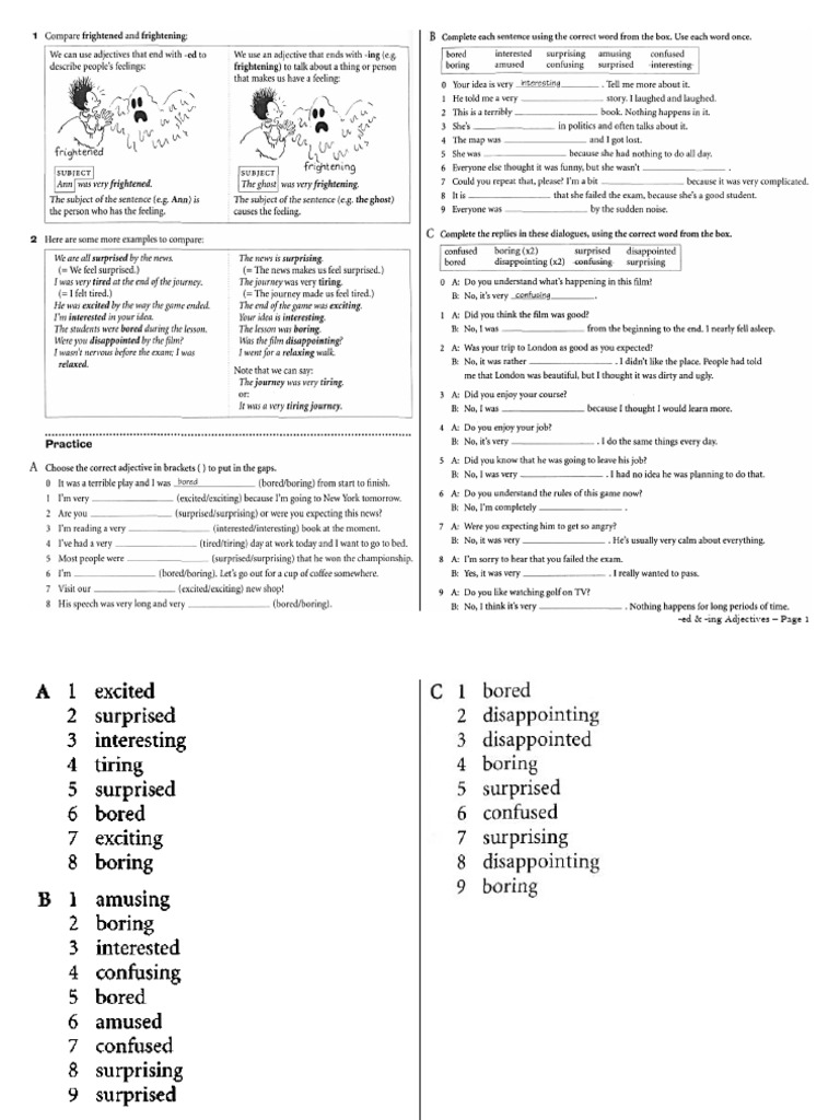 Ed, - Ing Adjectives 1 | PDF
