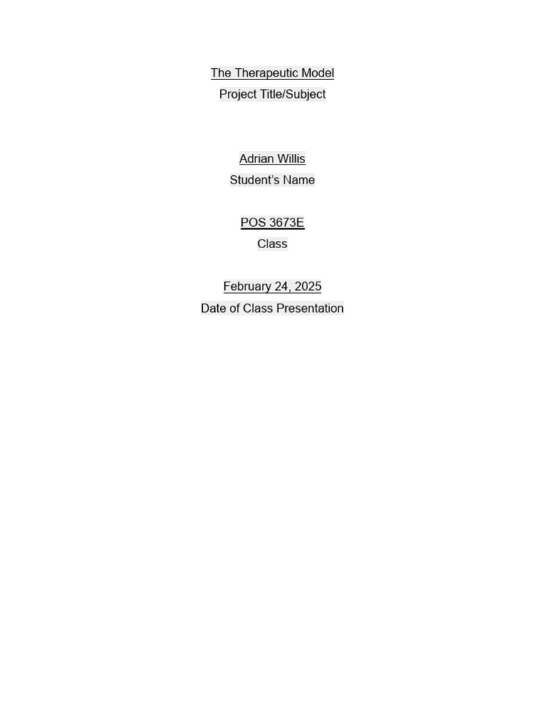 Research Summary Therapeutic Model (Final) | PDF | Mental Health ...