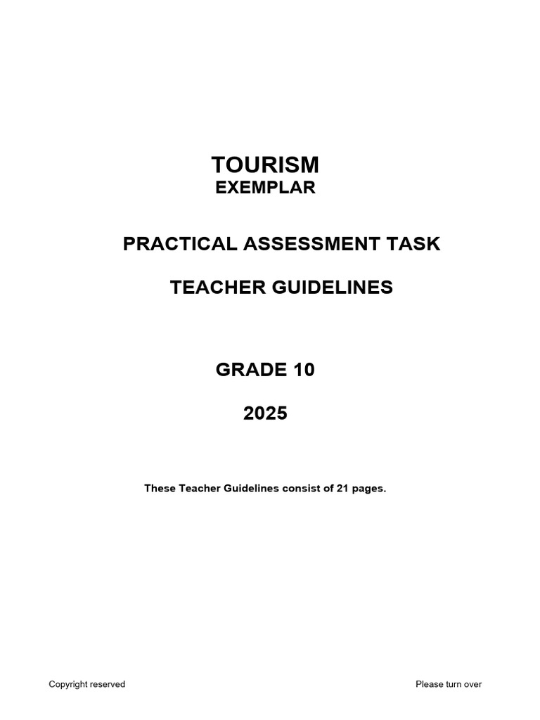 Grade 10 Tourism PAT Guidelines 2025 | PDF | Learning | Critical Thinking