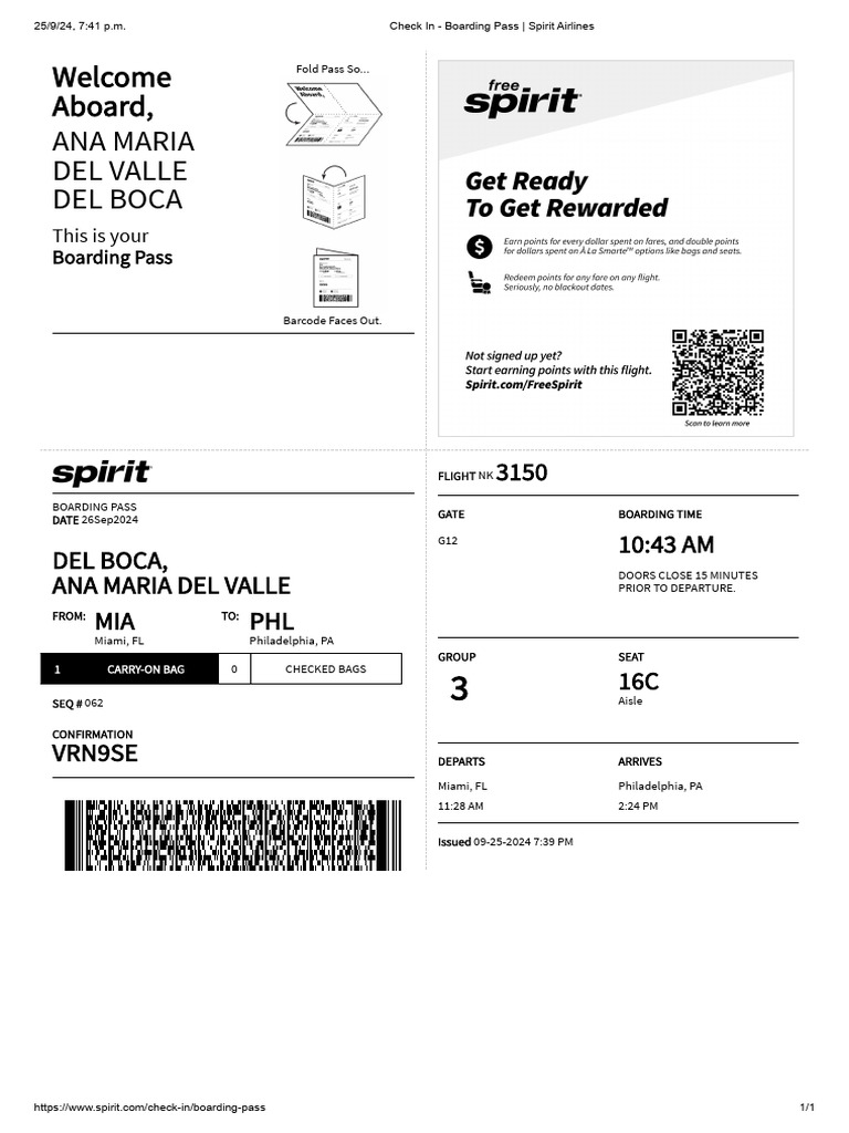 Spirit Airlines Boarding Pass Details | PDF