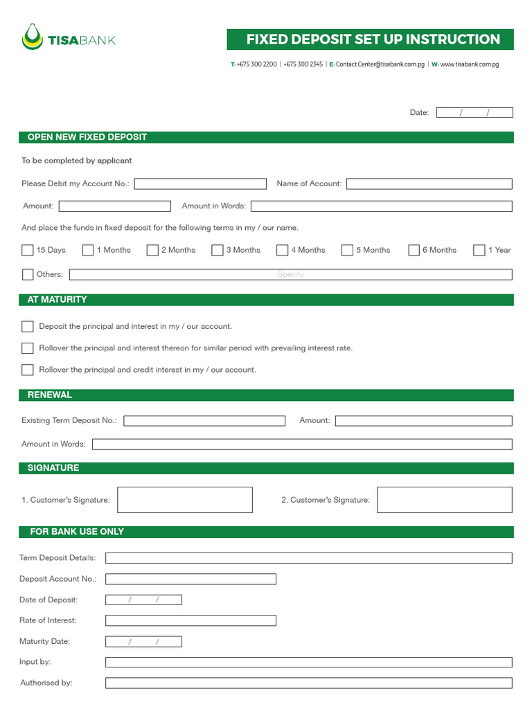 Fixed Deposit Setup Instructions Guide | PDF