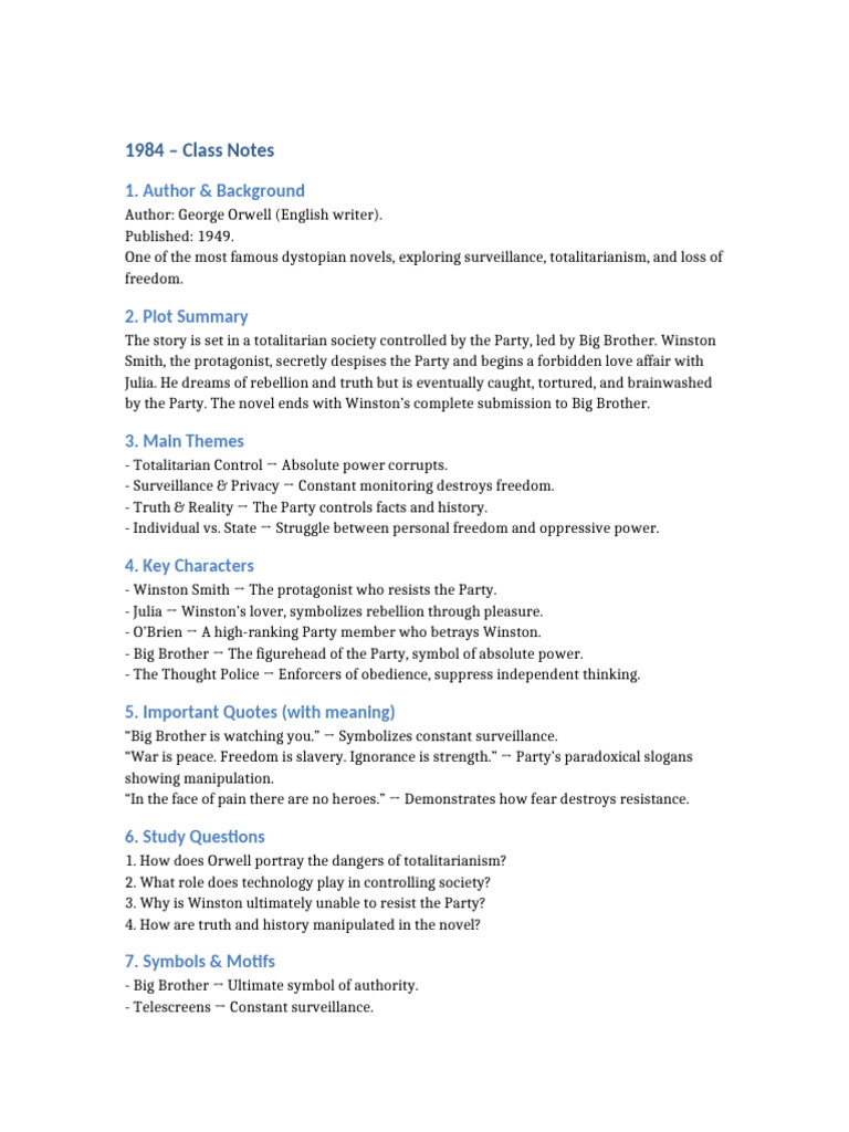 1984: Key Themes and Analysis | PDF