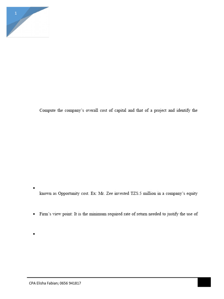 DSM Cpa Cost of Capital-1 | PDF | Cost Of Capital | Preferred Stock