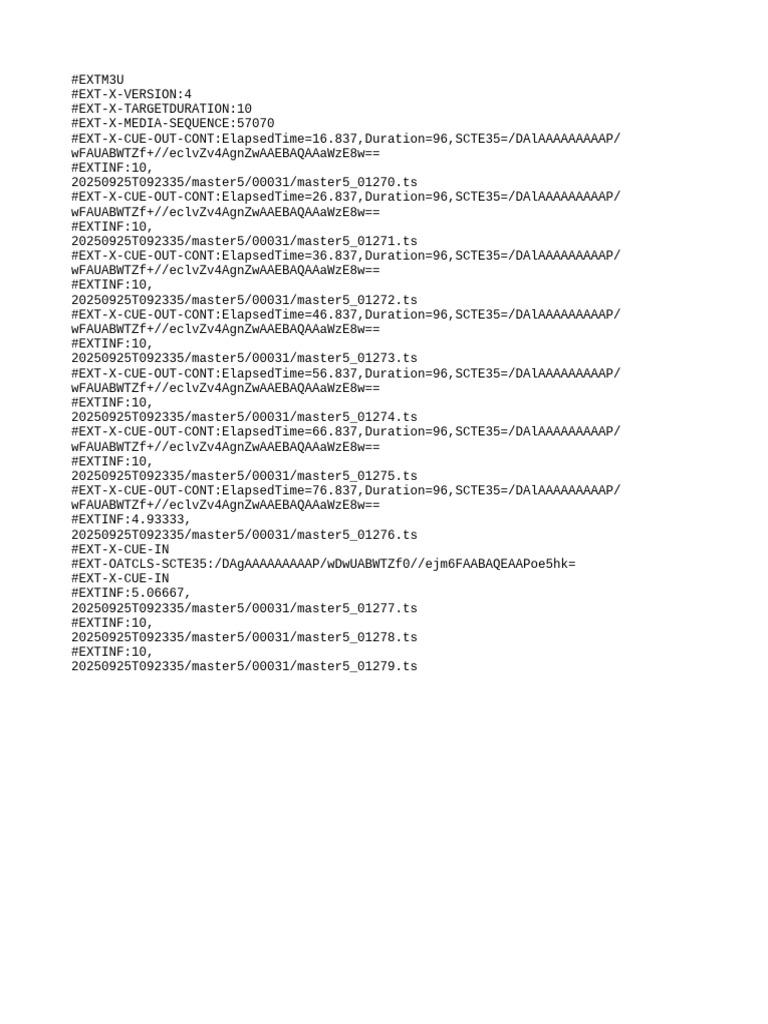 M3U8 Playlist with SCTE35 Cues | PDF