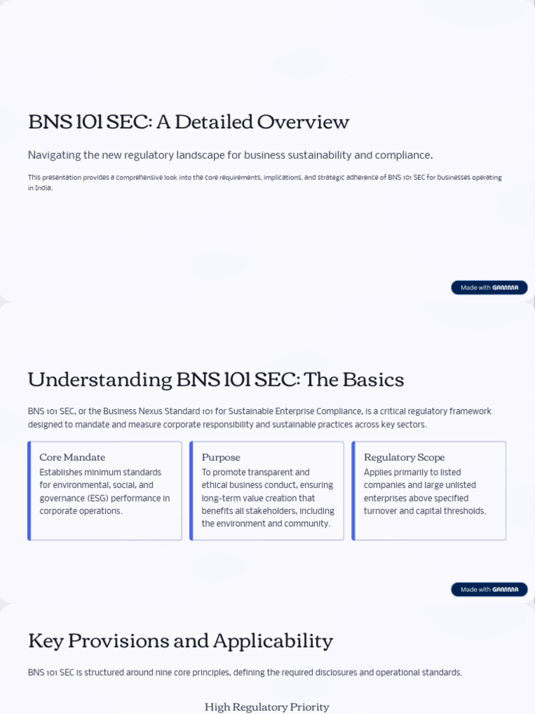 BNS 101 SEC A Detailed Overview | PDF | Regulatory Compliance ...