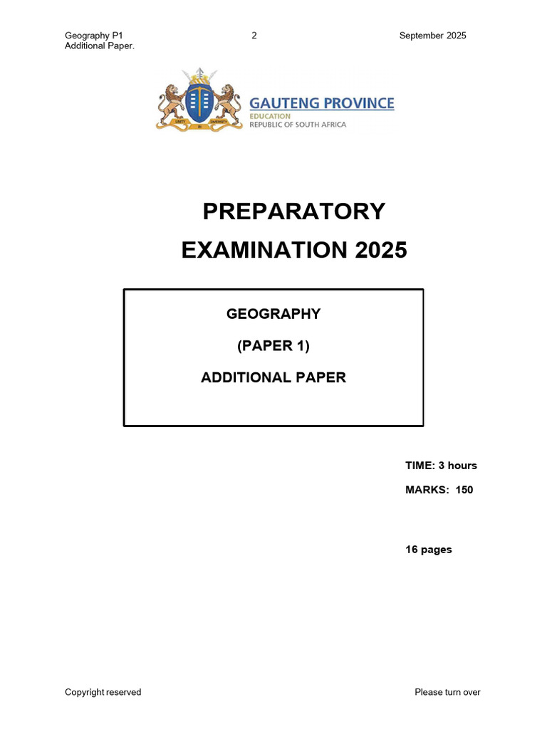Geography p1 Prep Sept 2025 QP Eng Additional Paper | PDF | Water Pollution | Drainage Basin