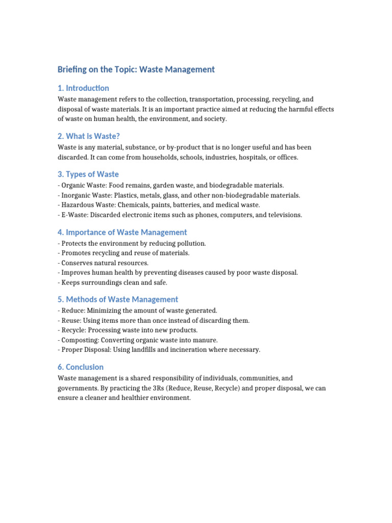 Waste Management Briefing | PDF