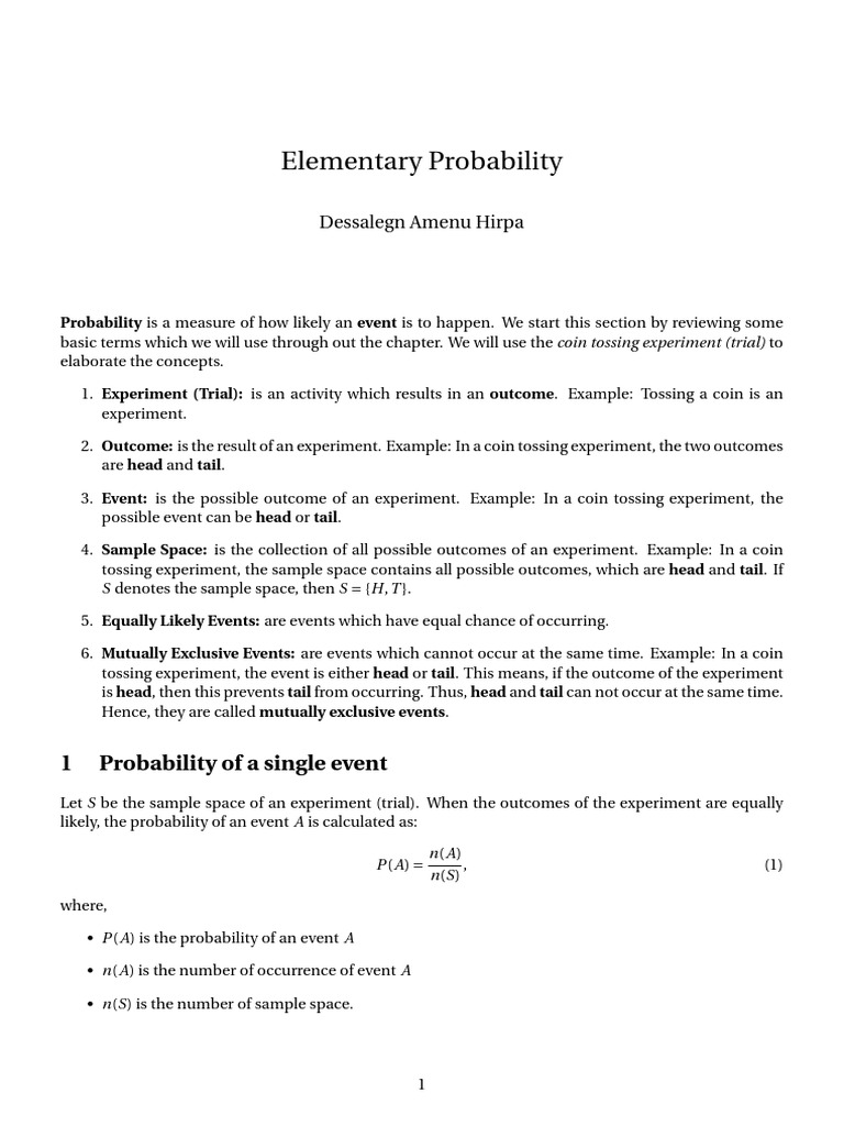 Elementary Probability Final Version | PDF | Probability Theory | Mathematics