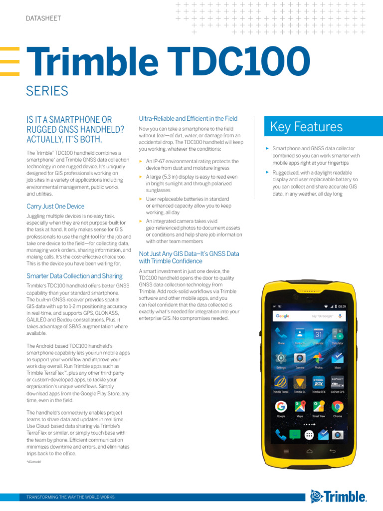 Trimble TDC100: Rugged GNSS Handheld | PDF | Mobile Device | Smartphone