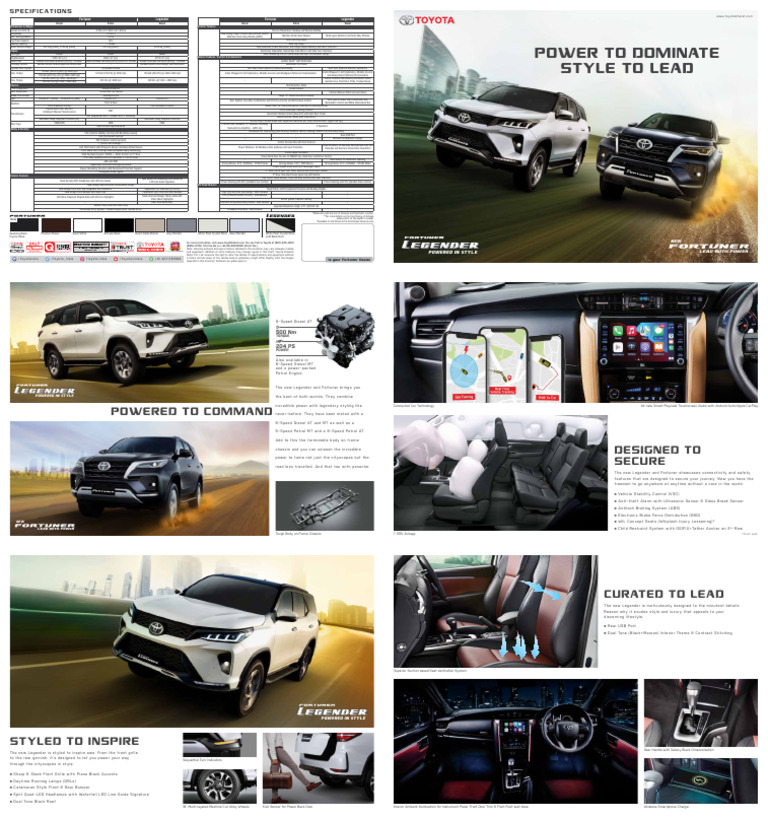 Fortuner Legender Specifications Overview | PDF | Four Wheel Drive ...