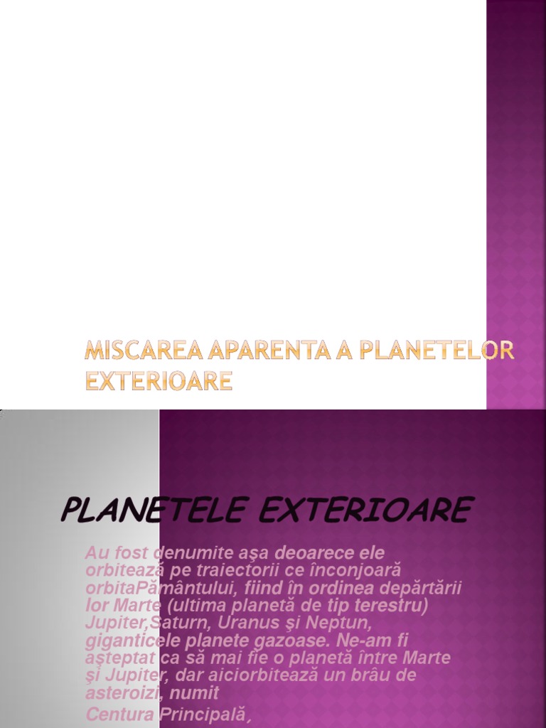 Miscarea Aparenta a Planetelor Exterioare