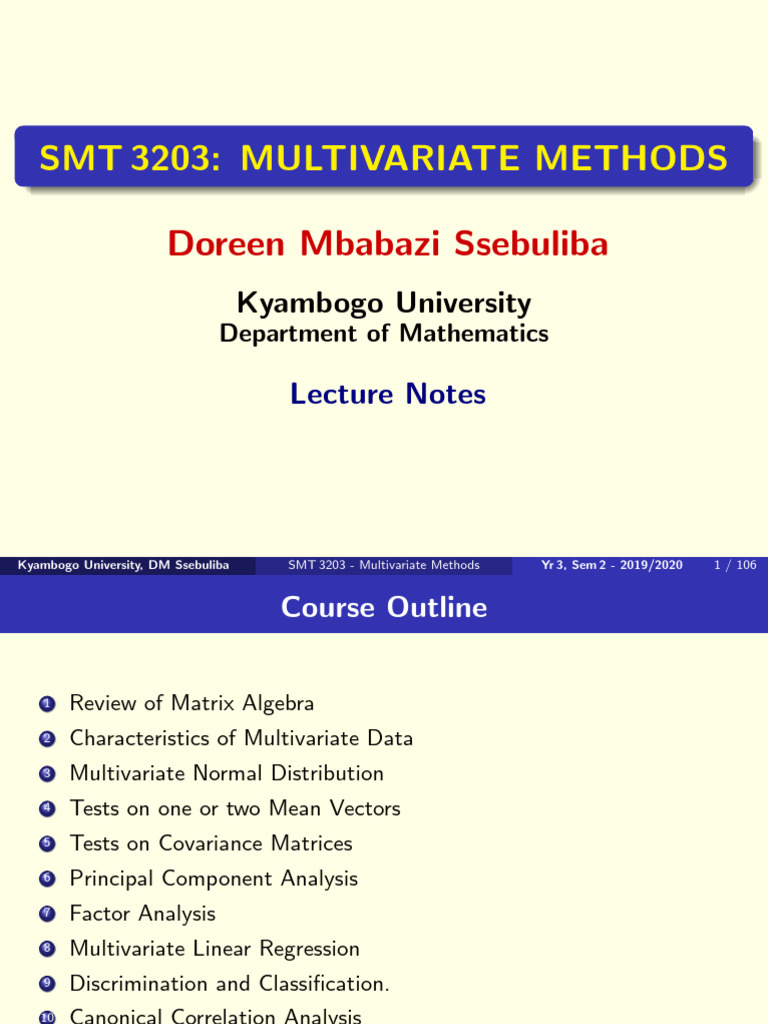 Multivariate Methods 1 1 | PDF | Errors And Residuals | Linear Regression