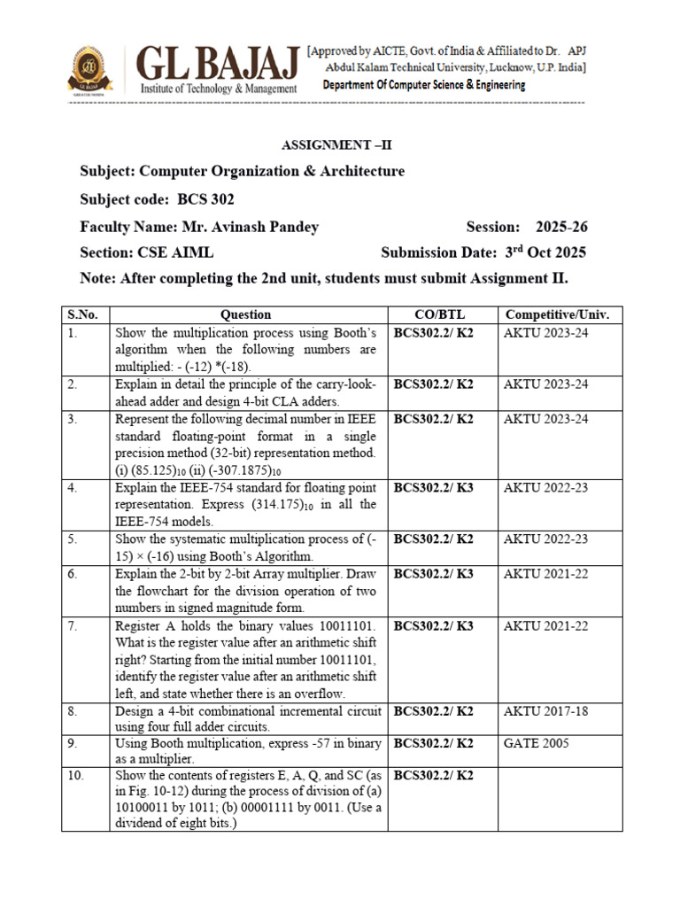 Cse - Bcs302.assign 2 | PDF