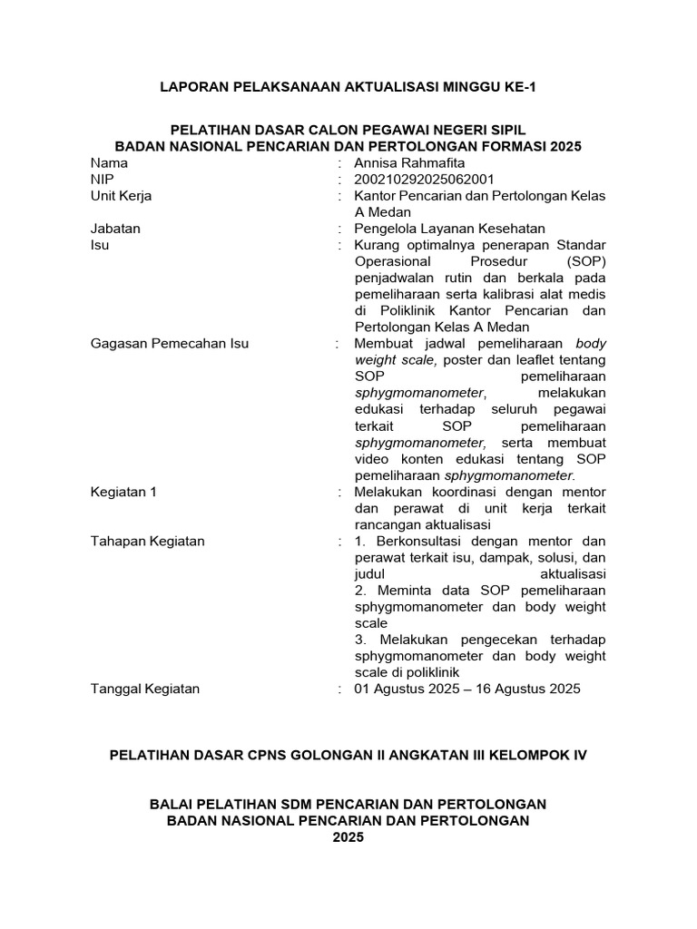 Laporan Minggu Ke-1 | PDF