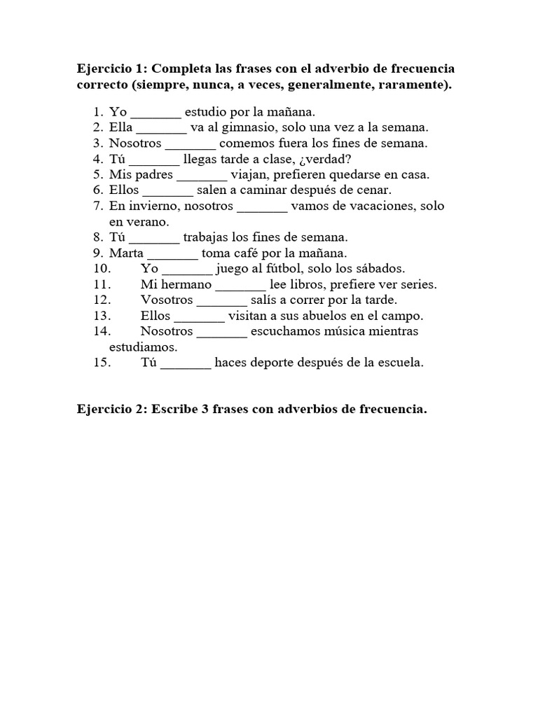 Adverbios de Frecuencia | PDF